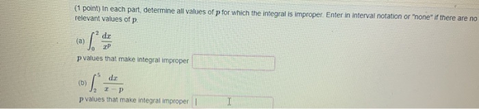 Solved (1 point) In each part, determine all values of p for | Chegg.com