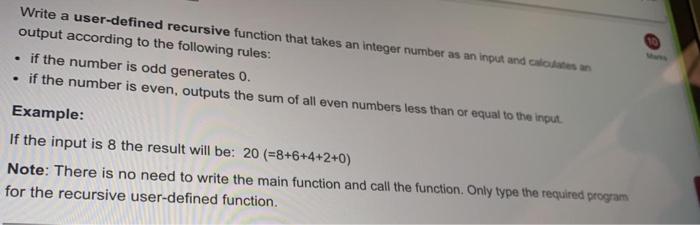 Solved Write a user-defined recursive function that takes an | Chegg.com