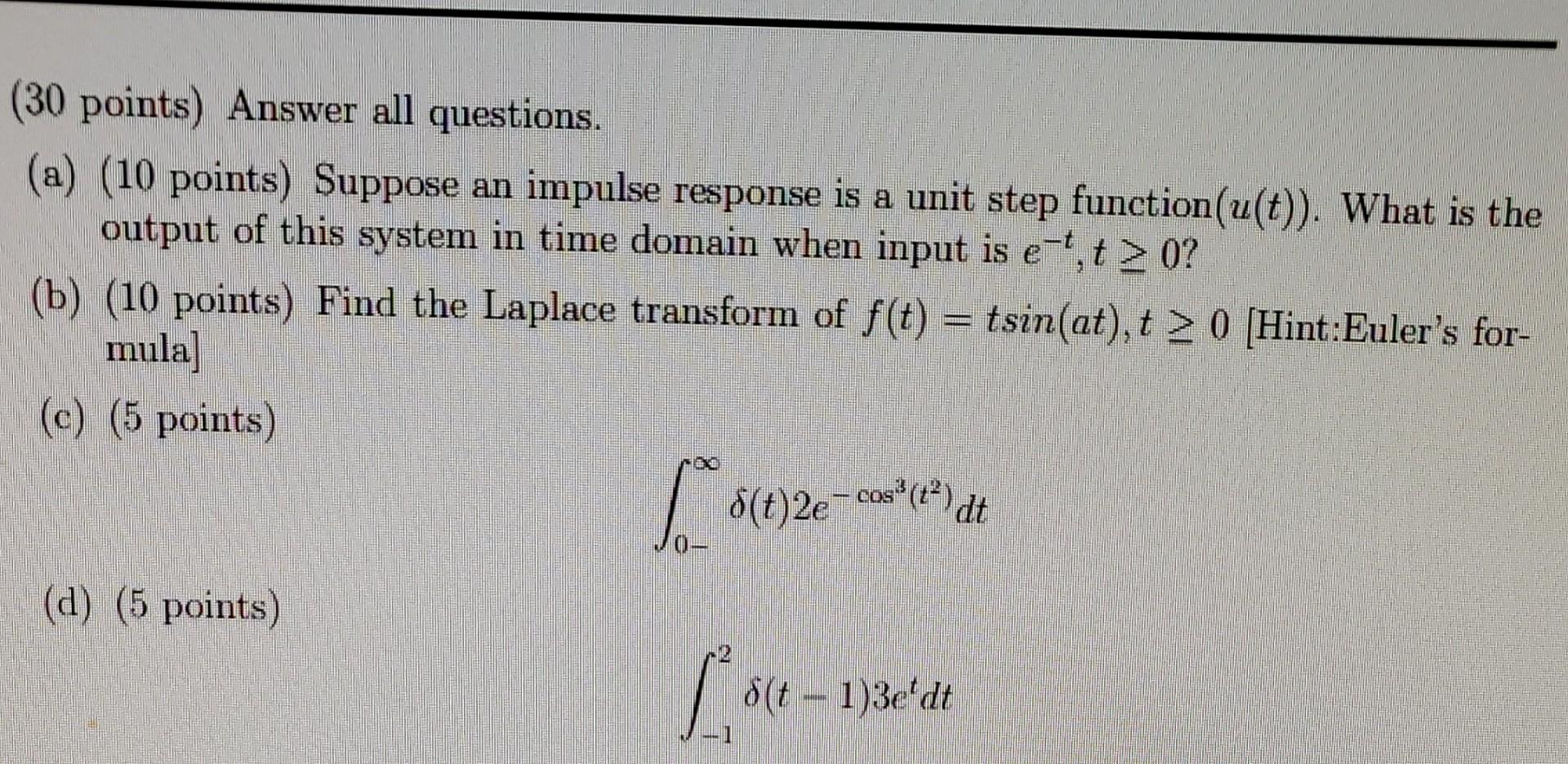 Solved (30 points) Answer all questions. (a) (10 points) | Chegg.com