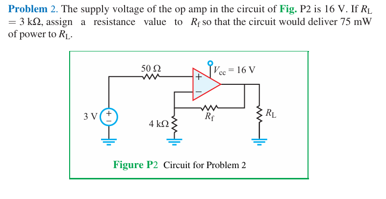 Solved Problem 2. ﻿The supply voltage of the op amp in the | Chegg.com