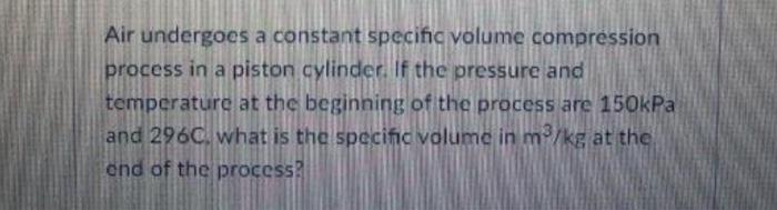 Solved Air undergoes a constant specific volume compression | Chegg.com