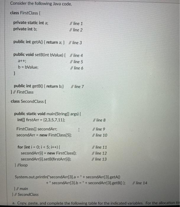 Solved Consider the following lava code class First Class | Chegg.com