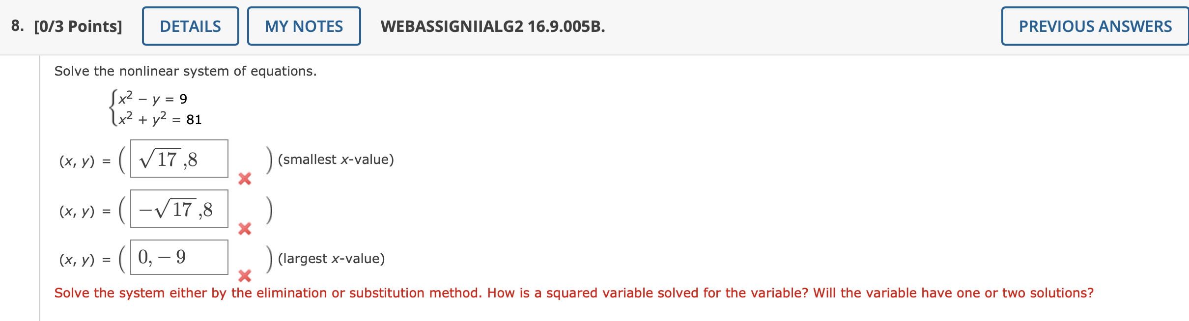 Solved Solve the nonlinear system of | Chegg.com