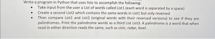 Solved Write a program in Python that uses lists to | Chegg.com