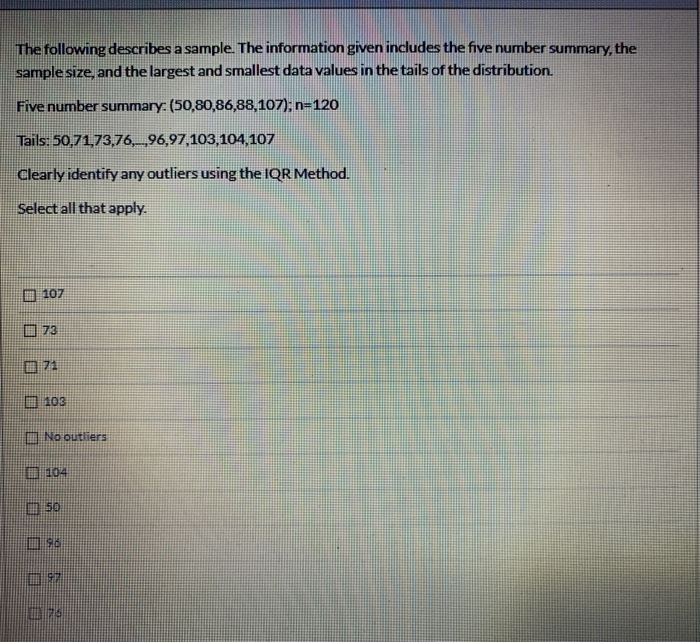Solved: The Following Describes A Sample. The Information ... | Chegg.com