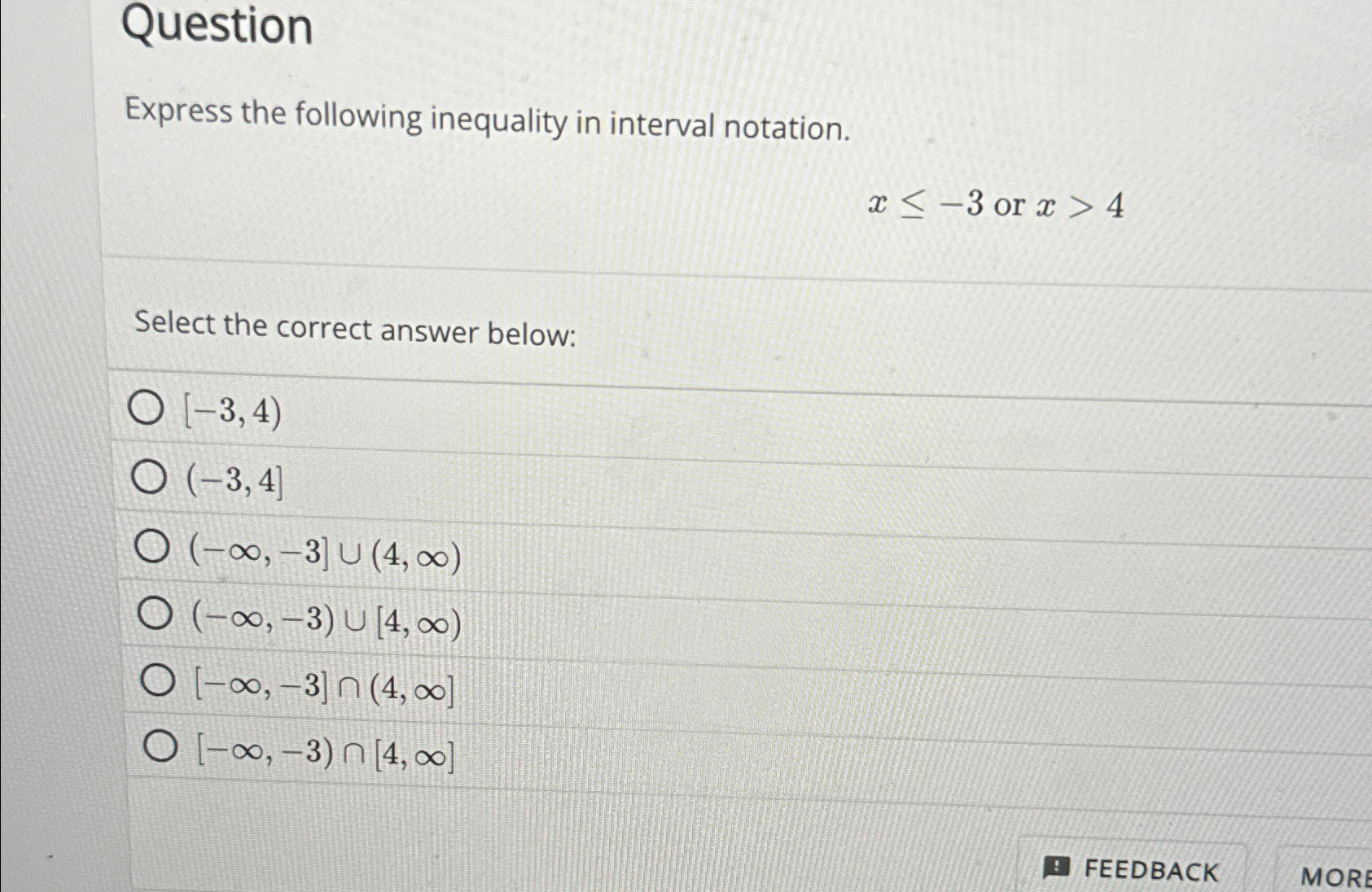 Solved QuestionExpress the following inequality in interval | Chegg.com