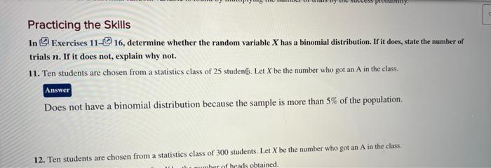 Solved 12. Ten students are chosen from a statistics class | Chegg.com