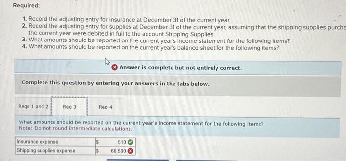 1. Record the adjusting entry for insurance at | Chegg.com