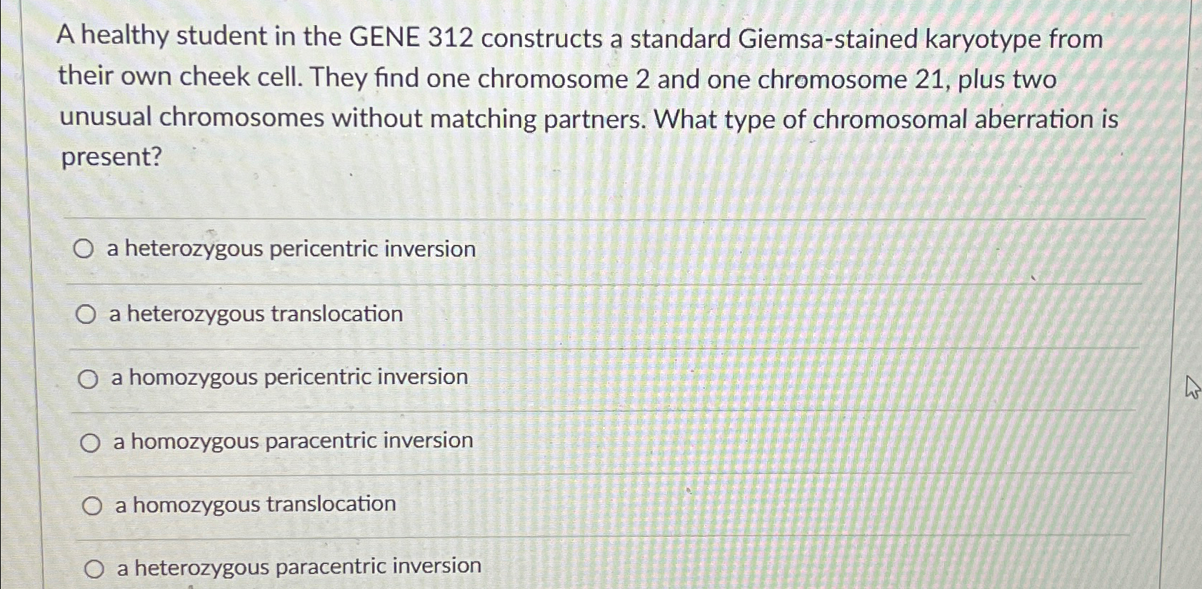 Solved A healthy student in the GENE 312 ﻿constructs a | Chegg.com