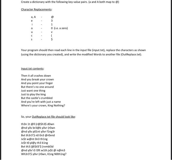 Solved Lab Dictionaries Write A Program That Creates A 