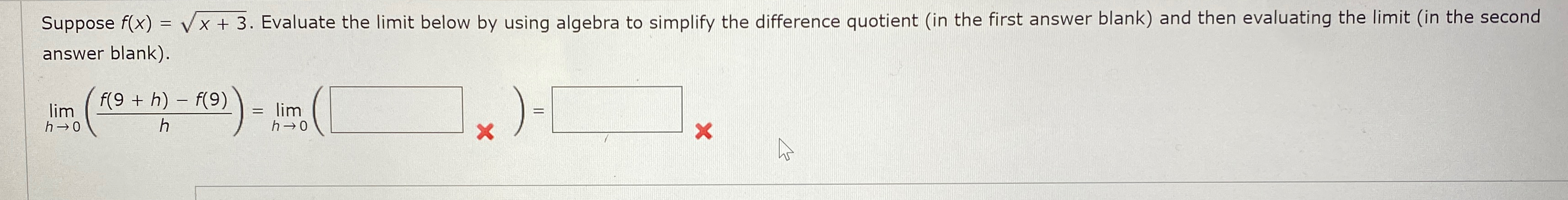 Solved Suppose f(x)=x+32. ﻿Evaluate the limit below by using | Chegg.com