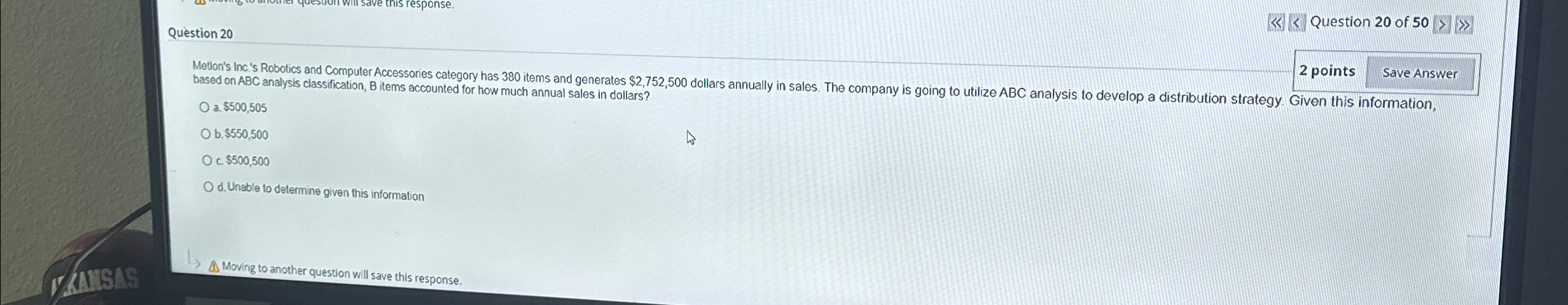 Solved Question 20Question 20 ﻿of 502 ﻿pointsSave | Chegg.com