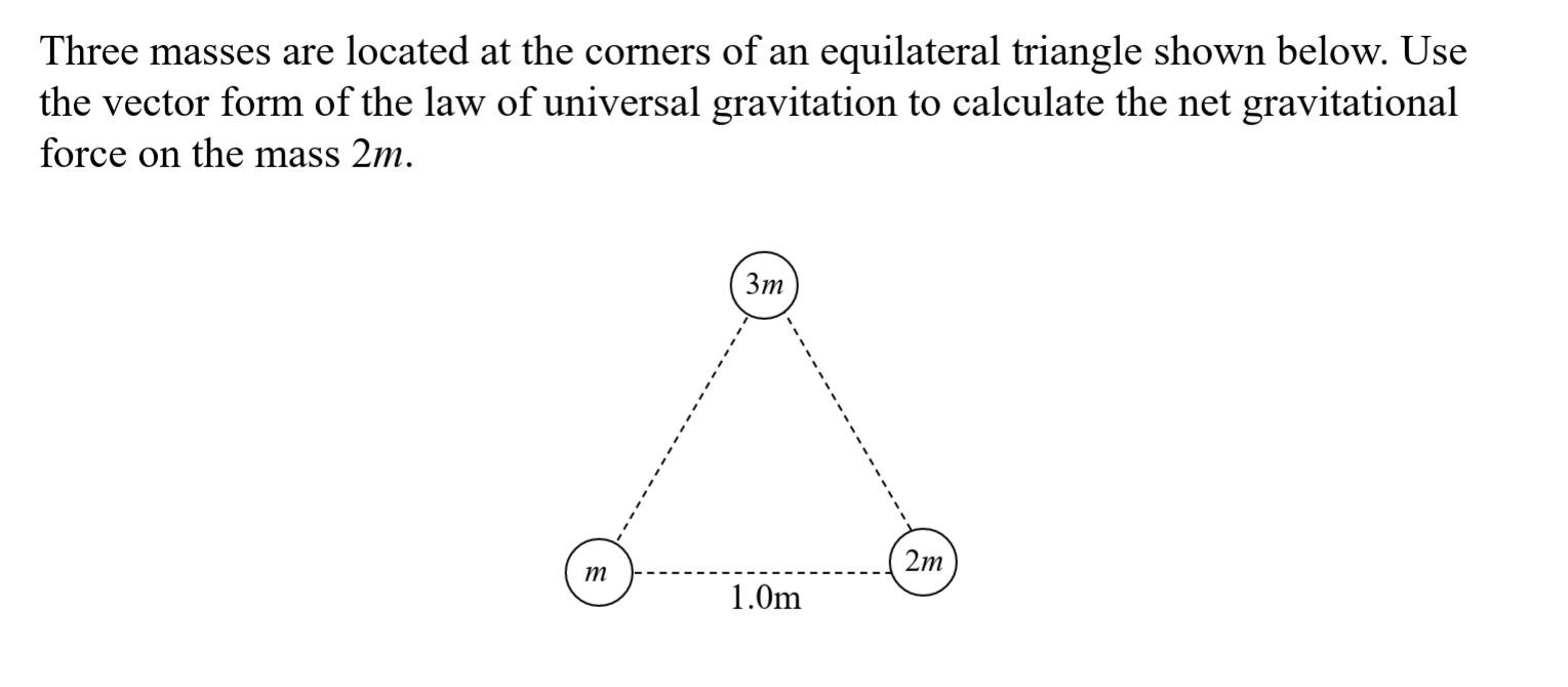 Solved Three masses are located at the comers ofan | Chegg.com