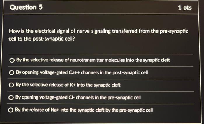Solved How is the electrical signal of nerve signaling | Chegg.com