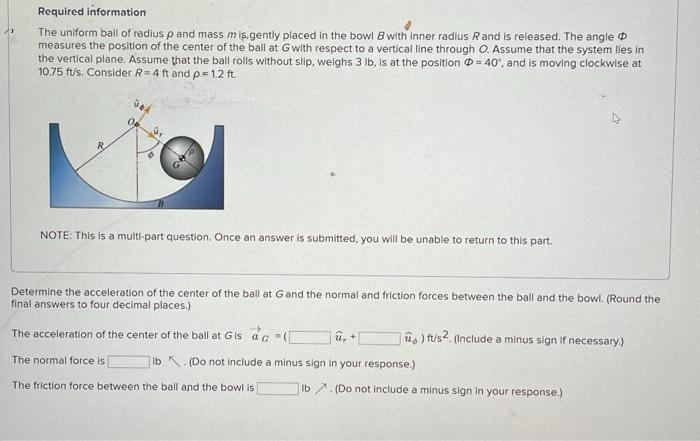 Solved Required information The uniform ball of radius ρ and | Chegg.com