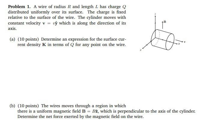 Solved Problem 1. A wire of radius R and length L has charge | Chegg.com