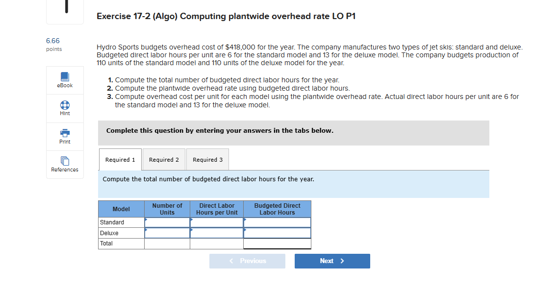 Solved Exercise 17-2 (Algo) ﻿Computing plantwide overhead | Chegg.com