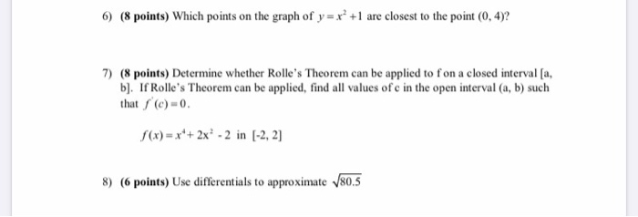 Solved 6 8 Points Which Points On The Graph Of Y X 1