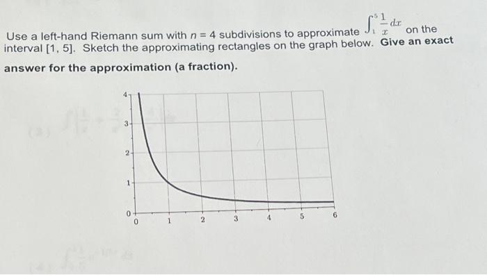Solved Use a left-hand Riemann sum with n=4 subdivisions to | Chegg.com
