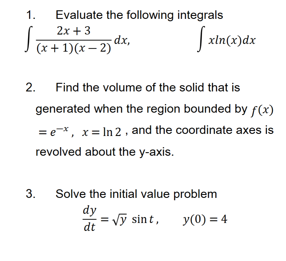 Solved 1. ﻿Evaluate the following | Chegg.com