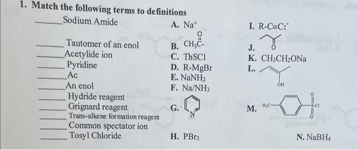 Solved Match the following terms to definitions Sodium Amide | Chegg.com