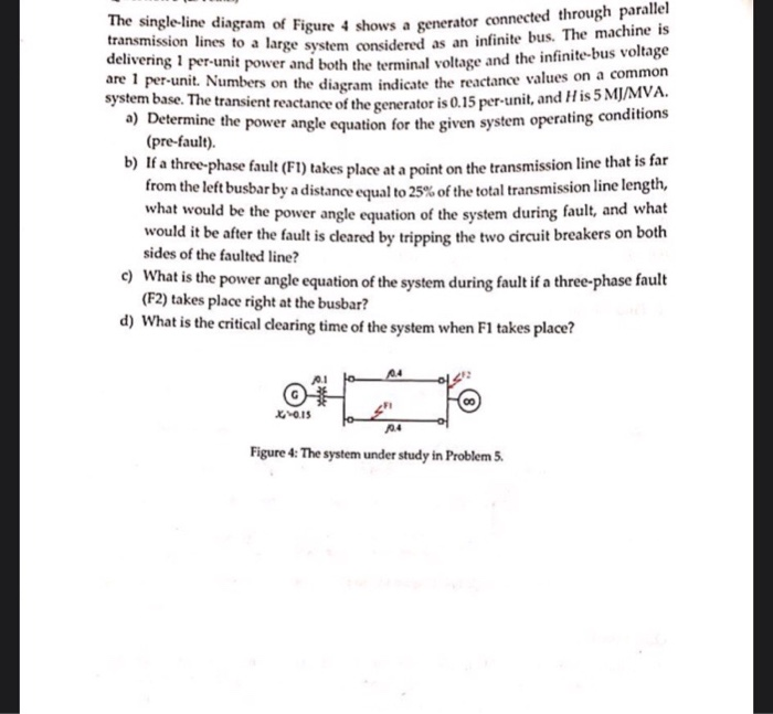 The single-line diagram of Figure 4 shows a generator | Chegg.com