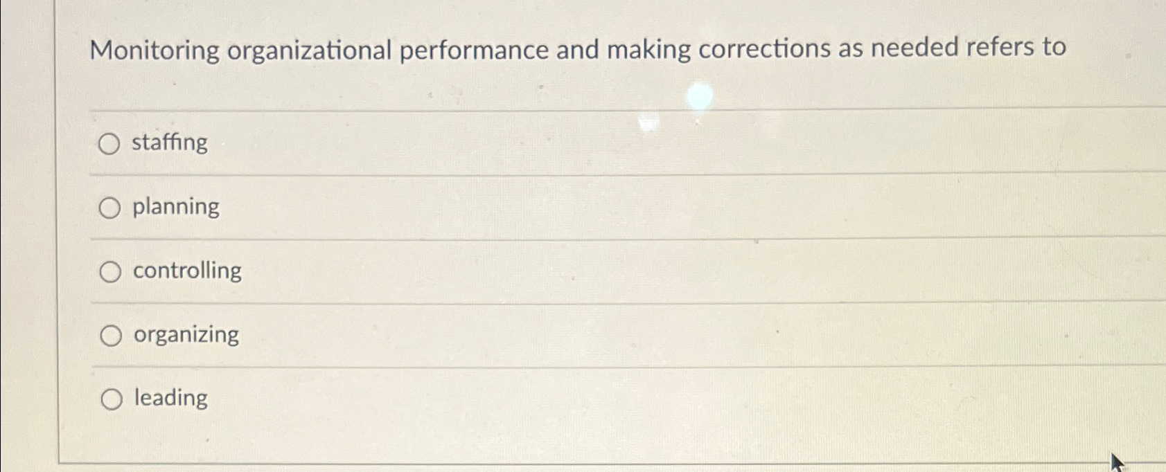 Solved Monitoring organizational performance and making | Chegg.com