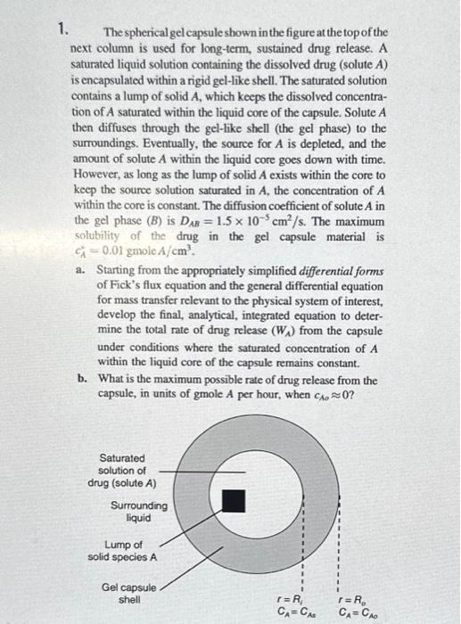 Solved 1. The spherical gel capsule shown in the figure at | Chegg.com