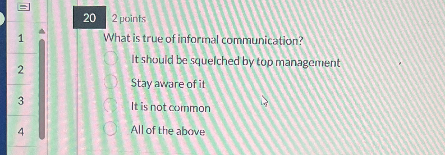 Solved 202 ﻿points1What is true of informal | Chegg.com