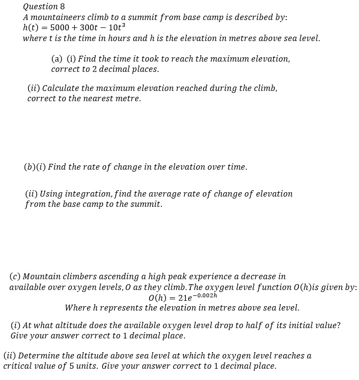 Solved Question 8A mountaineers climb to a summit from base | Chegg.com