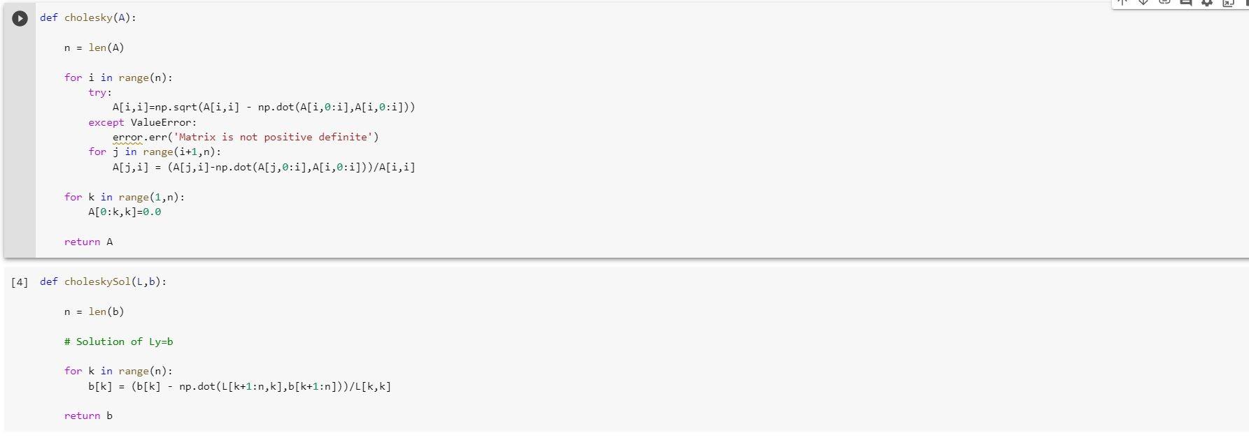 Solved The Question Is 2 Write A Function Cholesky And 