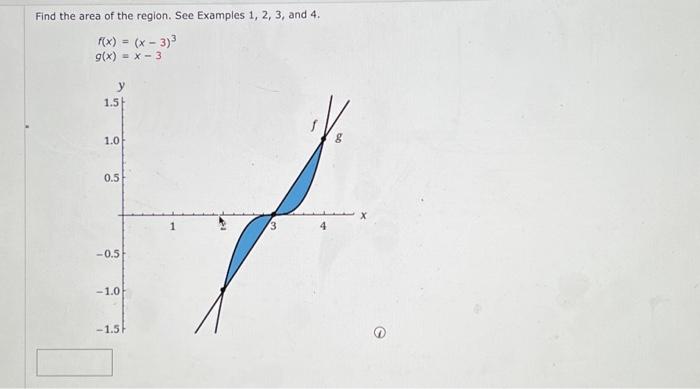 Solved Find the area of the region. See Examples 1, 2, 3, | Chegg.com