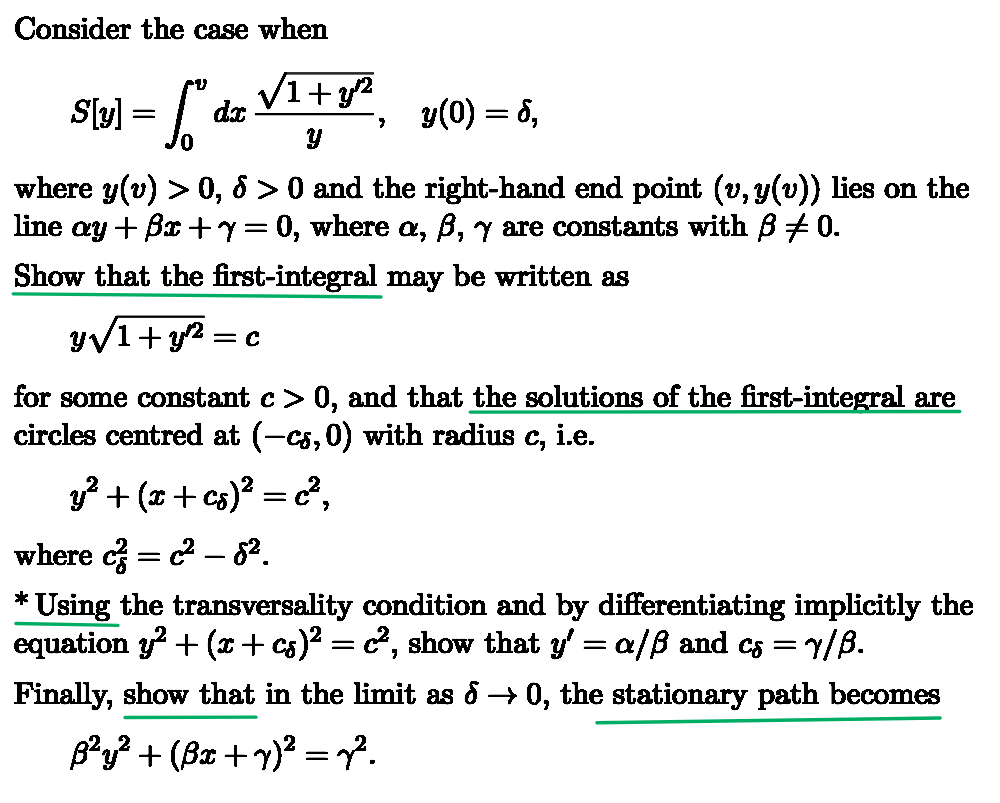 Solved Consider the case whenS[y]=∫0vdx1+y'22y,y(0)=δ,where | Chegg.com