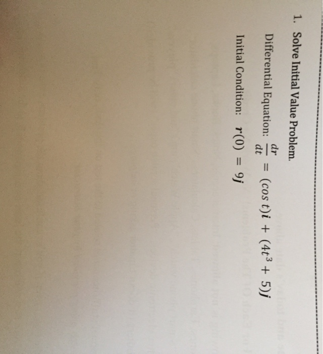 Solved 1. Solve Initial Value Problem. dr dt Differential | Chegg.com