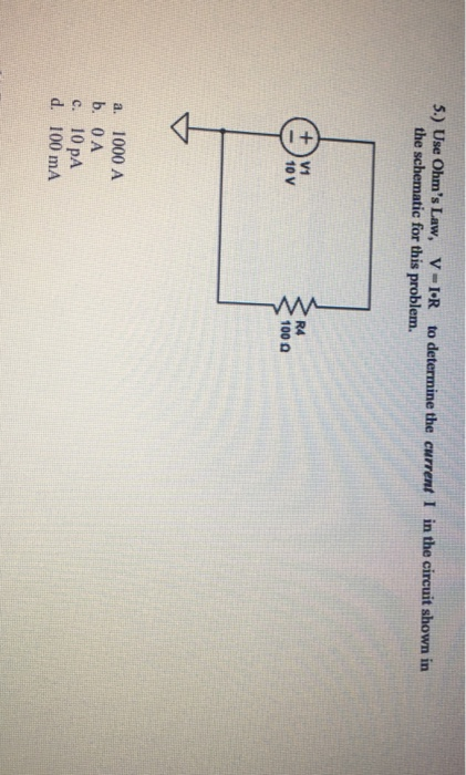 Solved 5.) Use Ohm's Law, V-IR to determine the current I in | Chegg.com