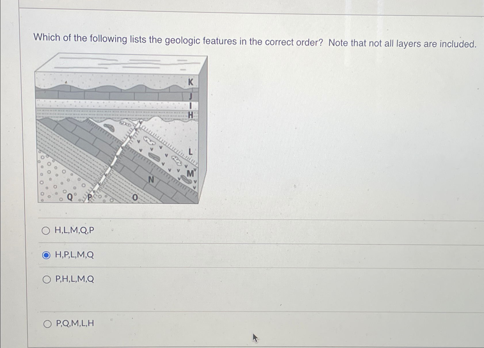 Which of the following lists the geologic features in | Chegg.com