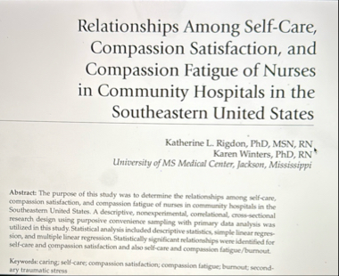 Solved Relationships Among Self-Care, Compassion | Chegg.com