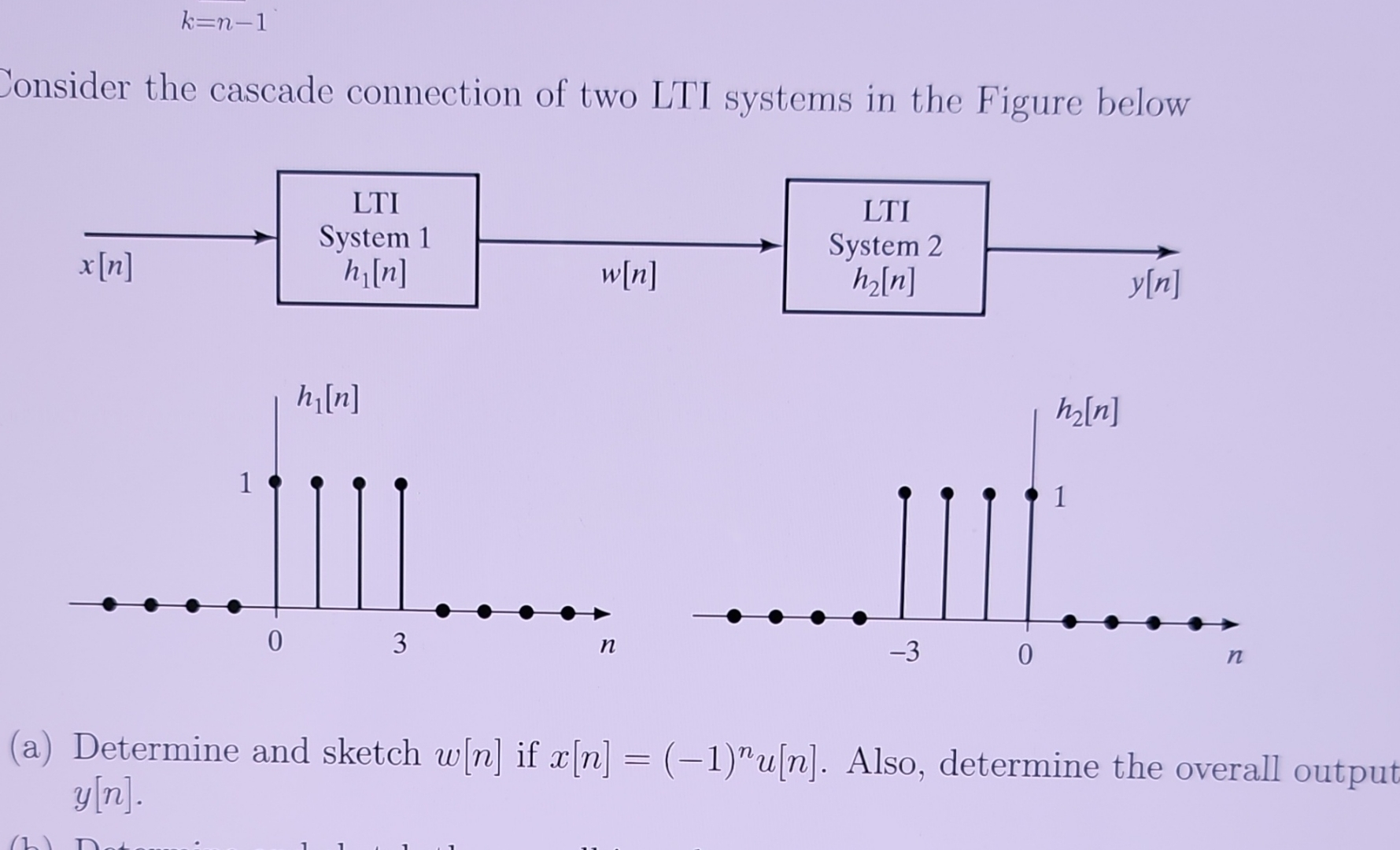 Solved k=n-1Consider the cascade connection of two LTI | Chegg.com