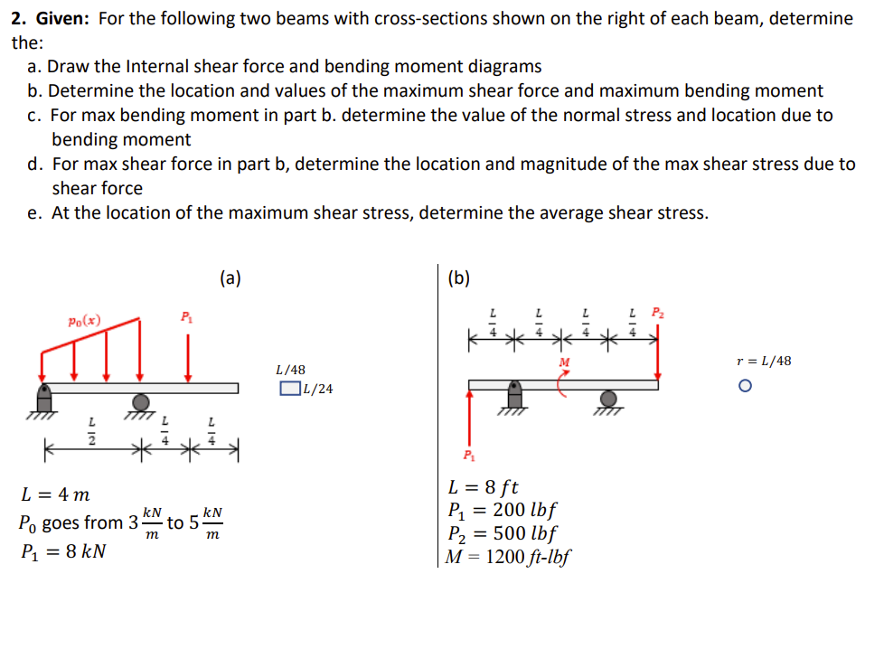 Solved Given: For the following two beams with | Chegg.com