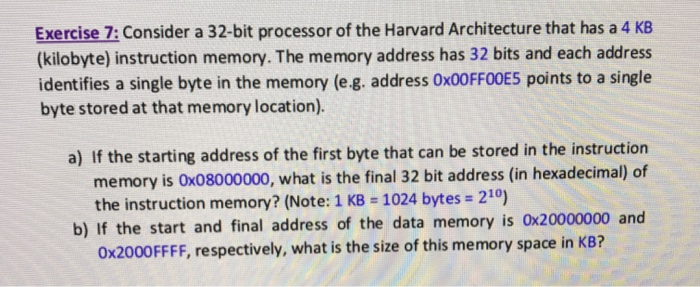 Solved Exercise 7: Consider a 32-bit processor of the | Chegg.com