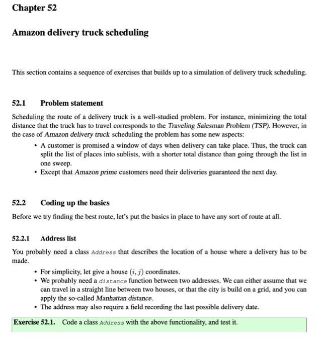 Solved Amazon delivery truck scheduling This section | Chegg.com