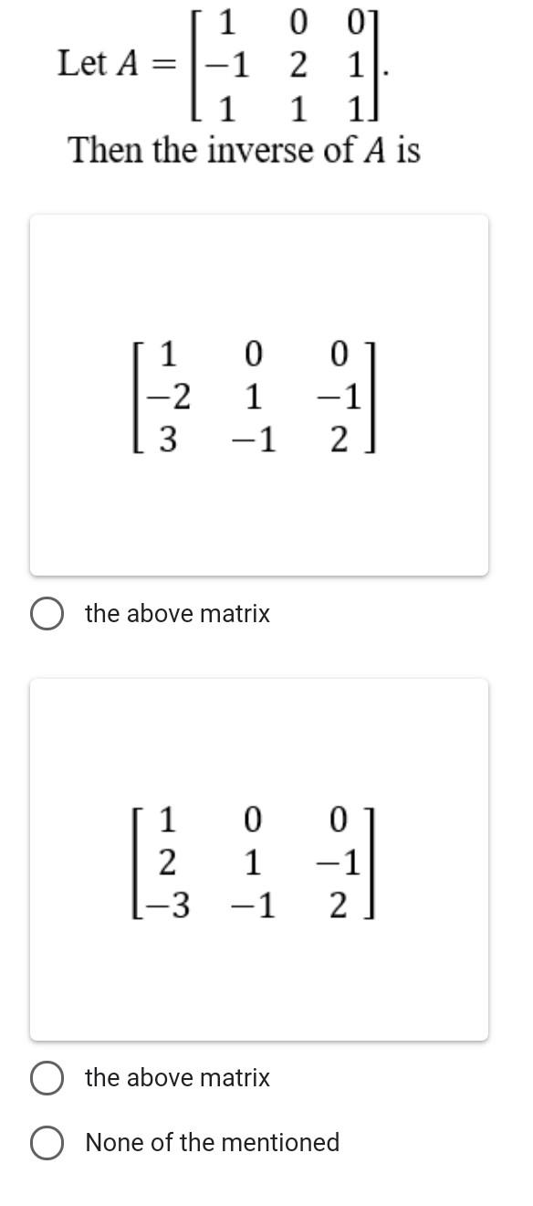 Solved Let a be a real number. Then the determinant of the | Chegg.com