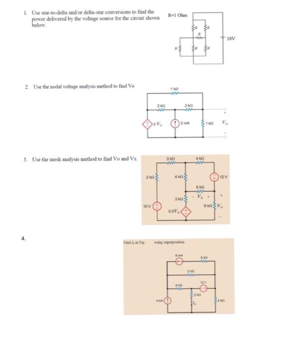 Solved 1. Use star-to-delta and/or delta-star conversions to | Chegg.com