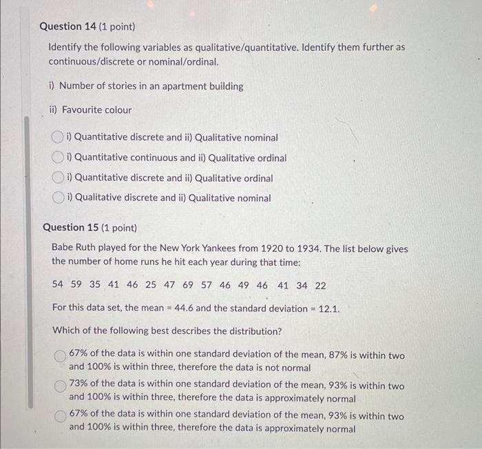 Solved Identify the following variables as | Chegg.com