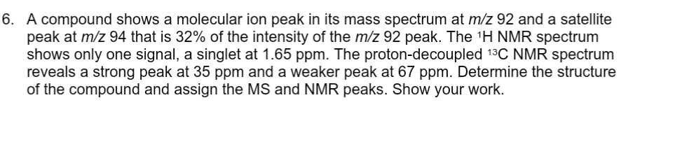 Solved A compound shows a molecular ion peak in its mass | Chegg.com