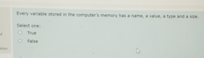 Solved Every Variable Stored In The Computers Memory Has A 2352