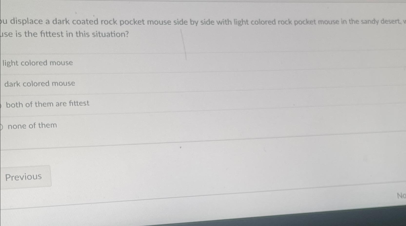 Solved u displace a dark coated rock pocket mouse side by | Chegg.com