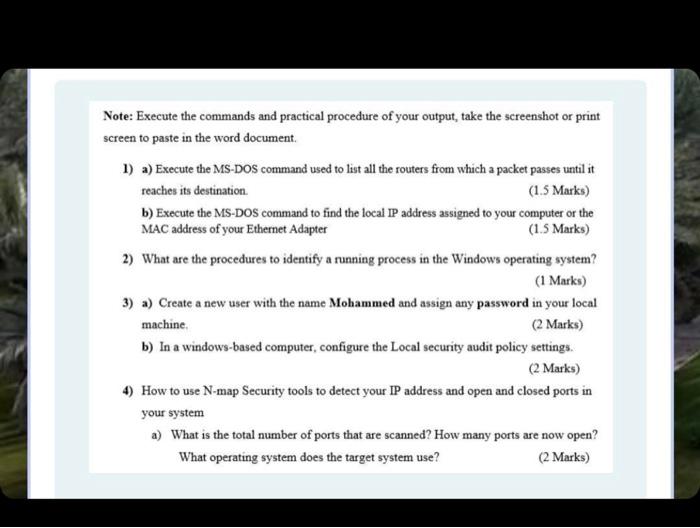 Solved Note: Execute the commands and practical procedure of | Chegg.com