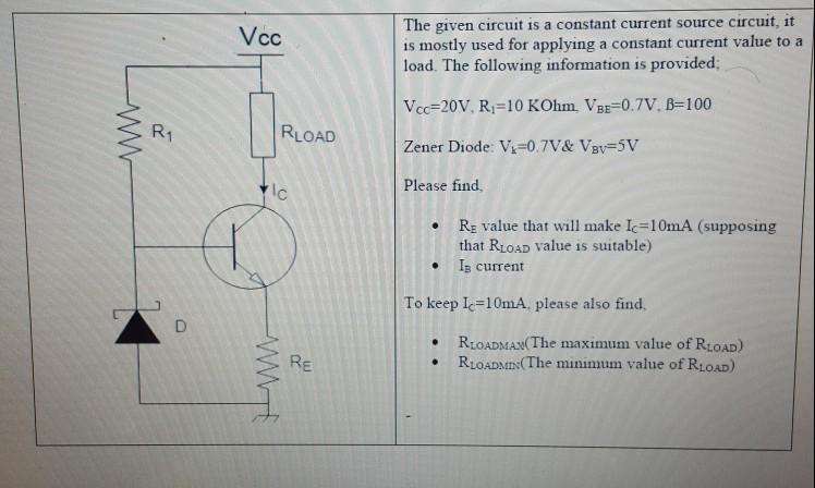Solved Vcc The given circuit is a constant current source | Chegg.com