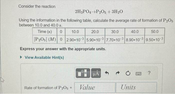 Solved Consider the reaction 2H3PO4→P2O5+3H2O Using the | Chegg.com
